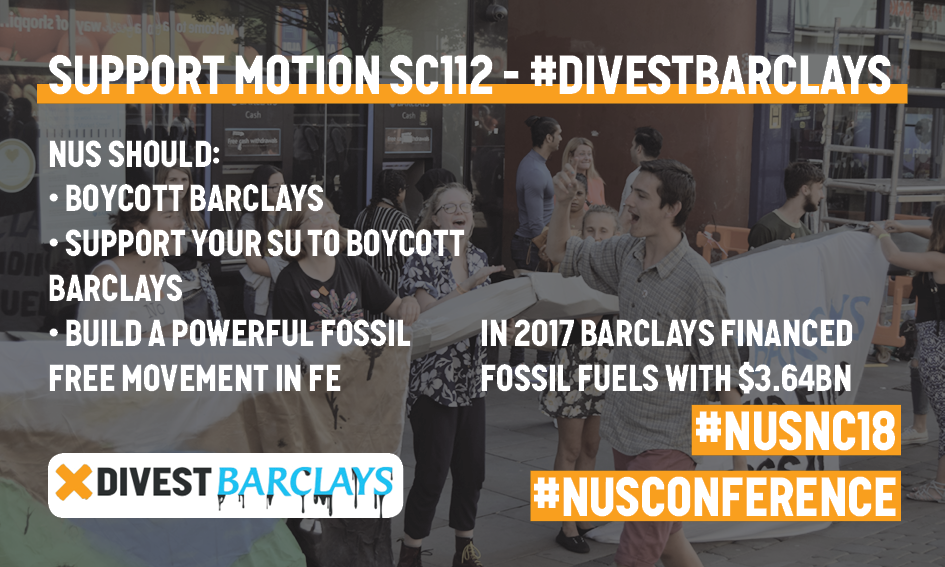 Motion SC112 - Divest Barclays #NUSConference 2018 | People & Planet